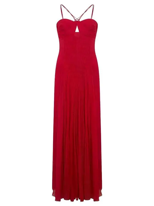 Alberta Ferretti Ruched Maxi Dress - Red