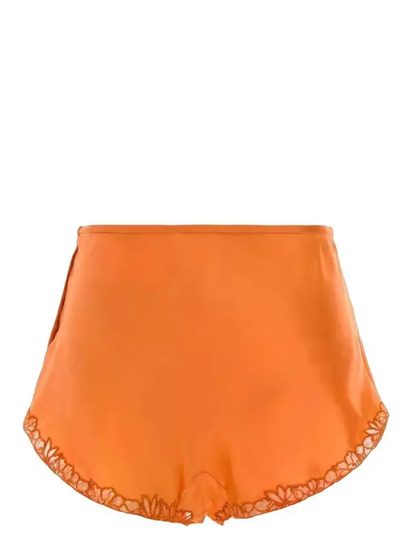 Saint Laurent Lace-trimmed Satin Shorts - Orange
