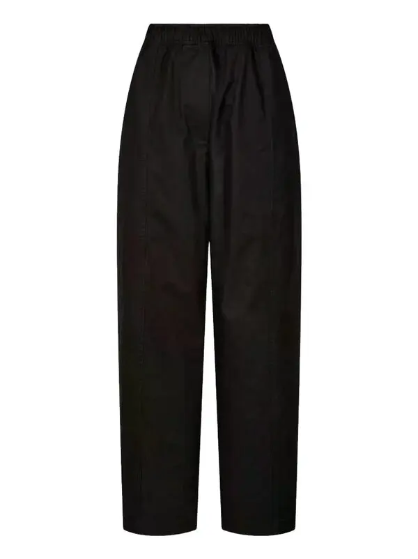 STUDIO TOMBOY Elasticated-waist Cotton-twill Tapered Trousers - Black