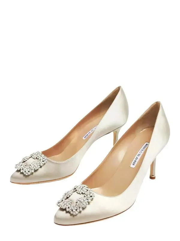 Manolo Blahnik Hangisi 70 Crystal-buckle Pumps - Neutrals
