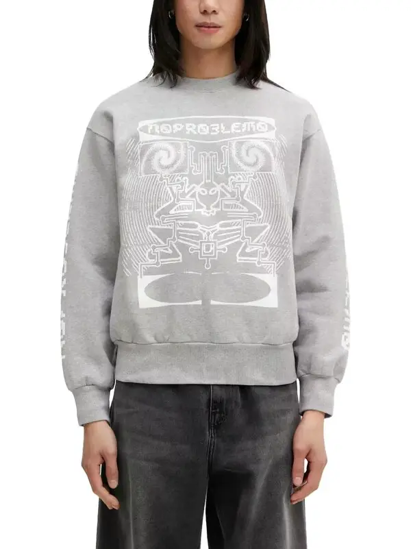 NO PROBLEMO Oversized Graphic Print Sweatshirt - Grey