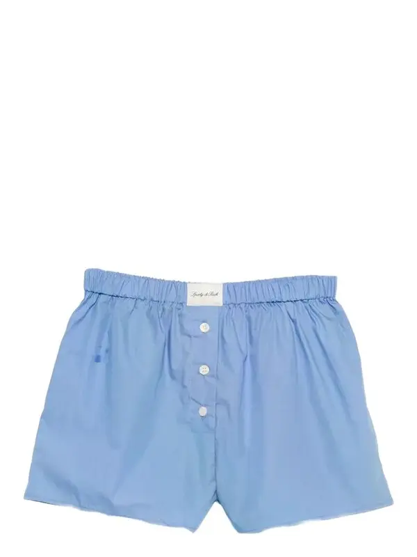 SPORTY & RICH Logo Patch Buttoned-front Shorts - Blue