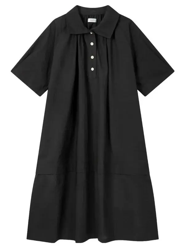 STUDIO TOMBOY Short-sleeved Collared Midi Dress - Black