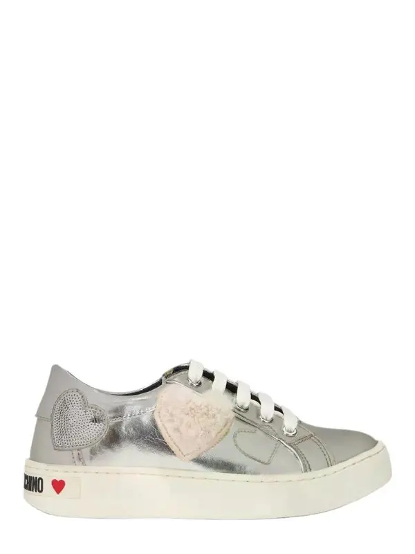 Moschino Heart-patch Sequin-embellished Sneakers - Silver