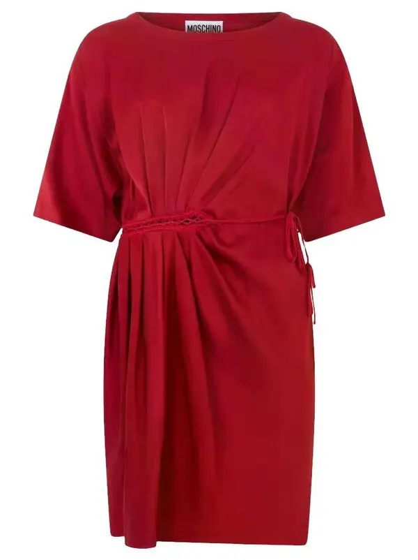 Moschino Crochet-trim Pleated Mini Dress - Red