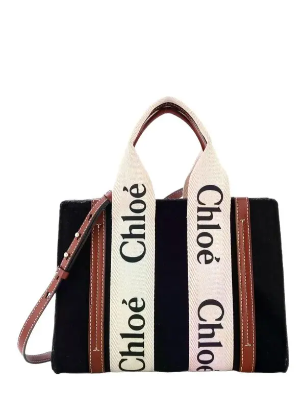 Chloé Woody Recycled Felt And Leather Small Tote Bag - Black