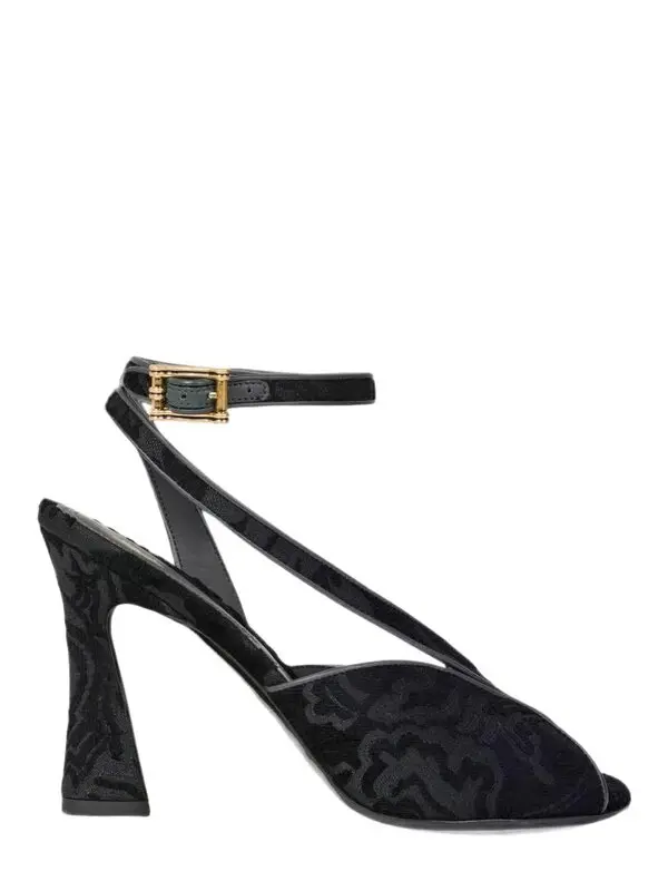 Etro High-heeled Paisley Jacquard Sandals - Black