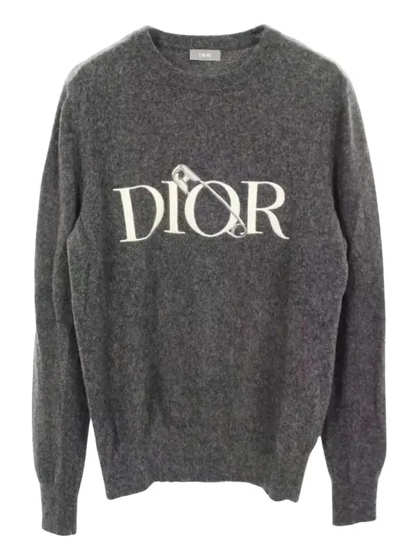Dior Judy Blame Embroidered Wool Sweater - Grey