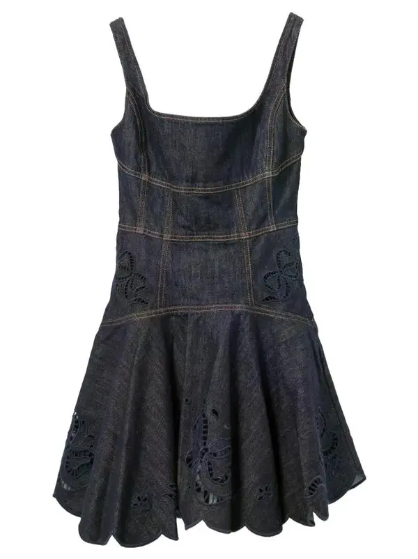 SELF-PORTRAIT Broderie Anglaise Panel Mini Dress - Blue