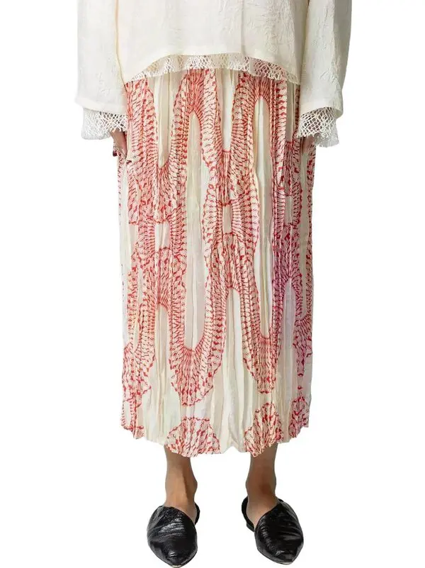 MULLER OF YOSHIOKUBO Radial Printed Pleated Midi Skirt - Neutrals