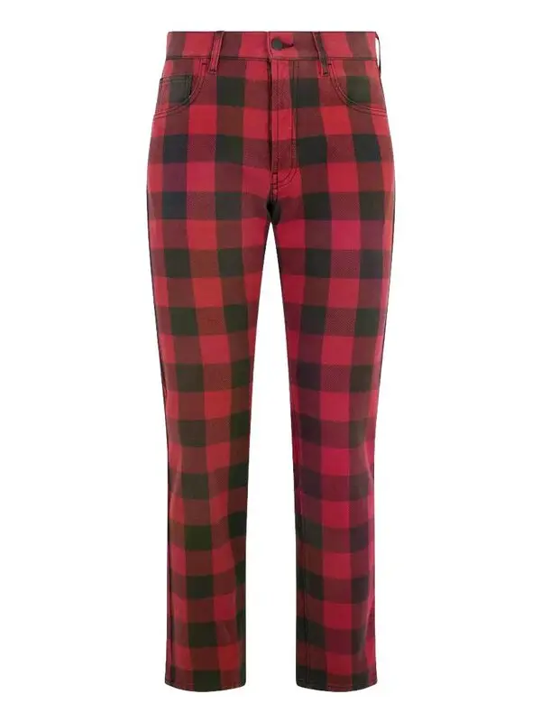 Moschino Plaid Pattern Tape Jeans - Red