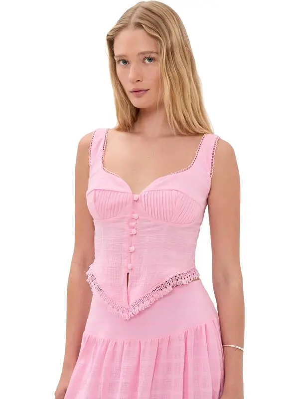 Peixoto Lucia Blouse With Pintuck And Scalloped Trim - Thatch Pink