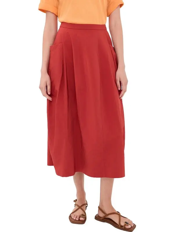 Tibi Nylon Lantern Skirt - Red