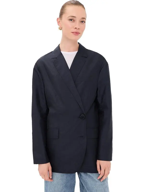 Tibi Crispy Nylon Liam Blazer - Navy