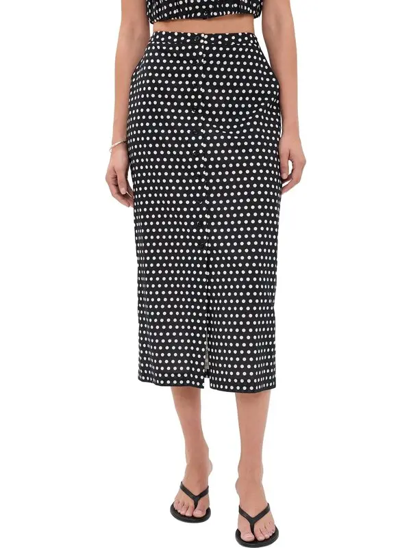 FRAME Polka Dot Midi Skirt - Black Multi