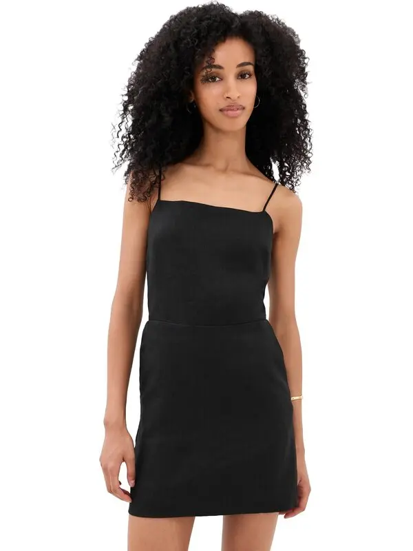 Enza Costa Linen Apron Mini Dress - Black