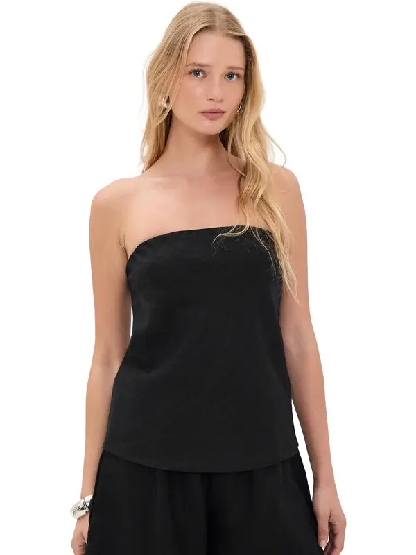Donni. Linen Strapless Tube Top - Jet