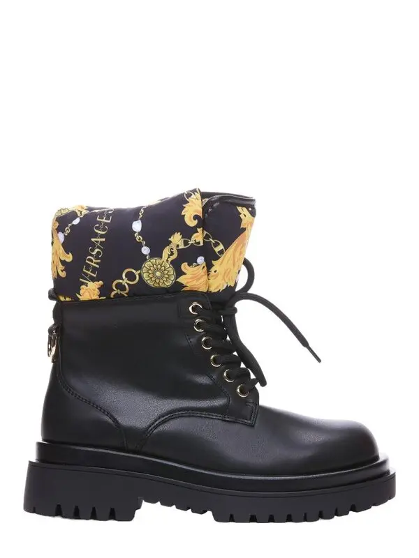Versace Round-toe Lace-up Boots - Black