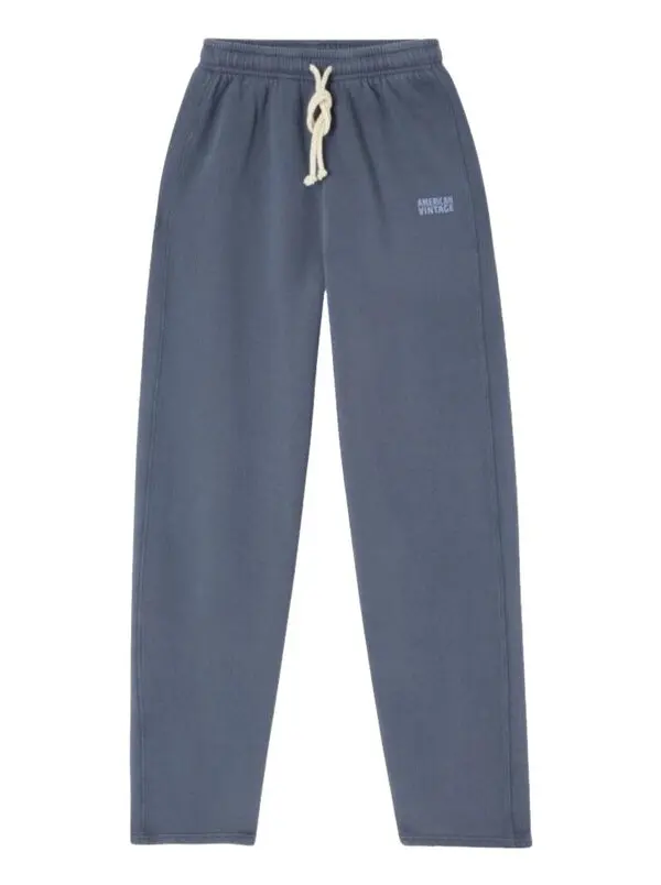 American Vintage Izubird Graphic Cotton Trousers - Blue