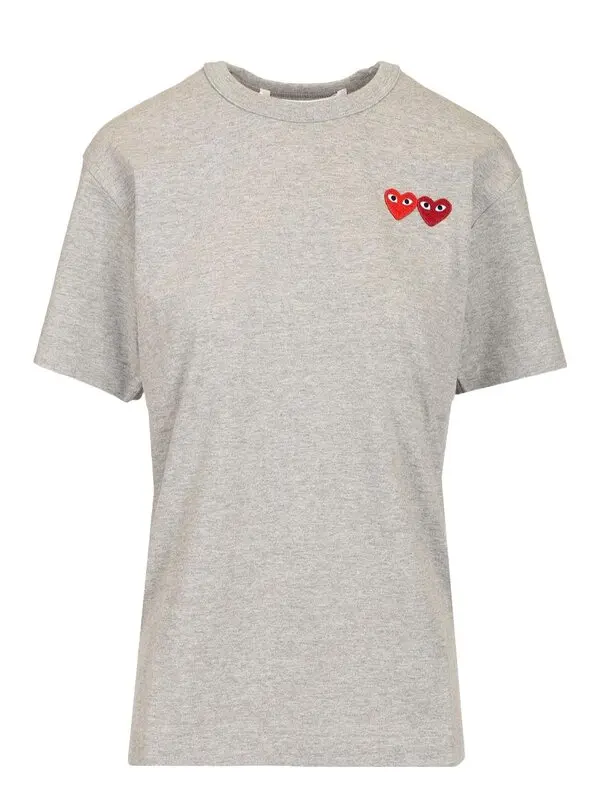 Play Comme Des Garcon Comme Des Garçons Play Double Heart Crewneck T-shirt - Gray