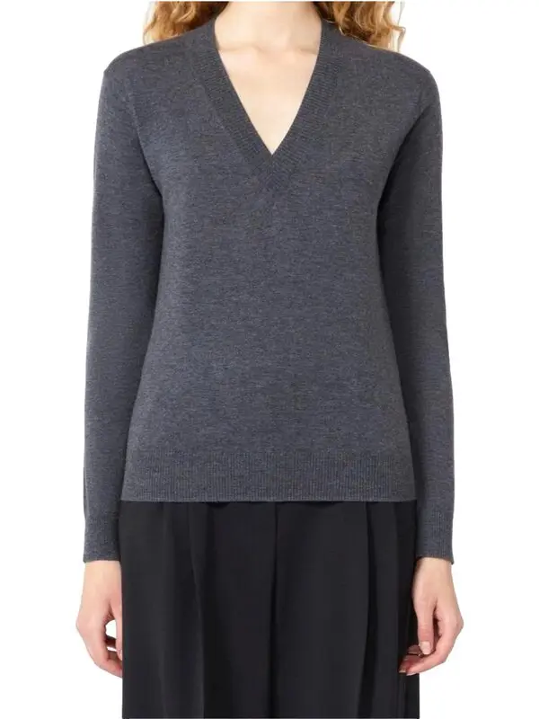 Max Mara Long Sleeve V-neck Sweater - Black