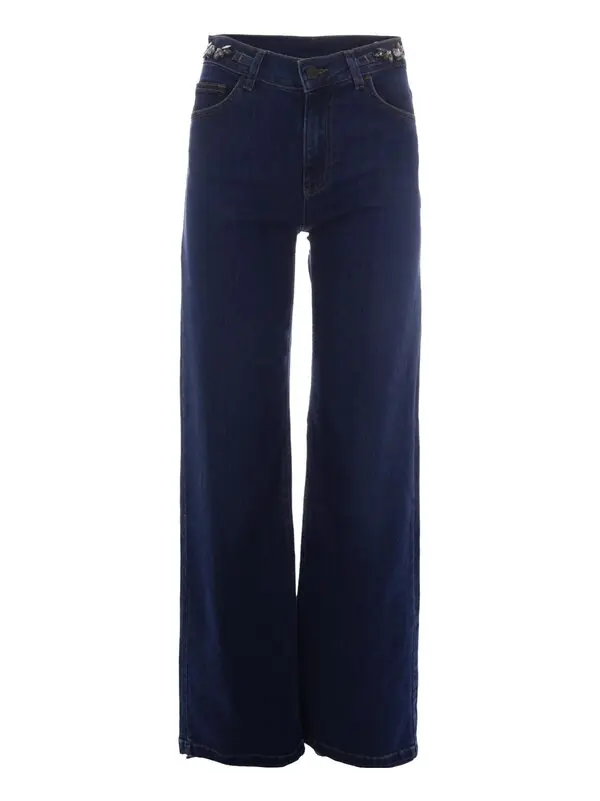 Liu Jo Belt Loop Jeans With Embellished Waist - Black