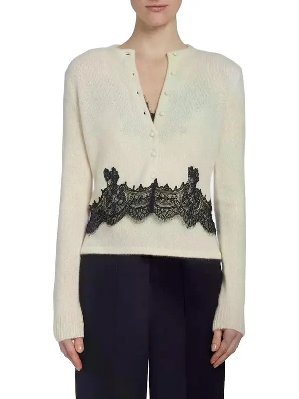 Adam Lippes Briar Lace-trimmed Cardigan - Neutrals