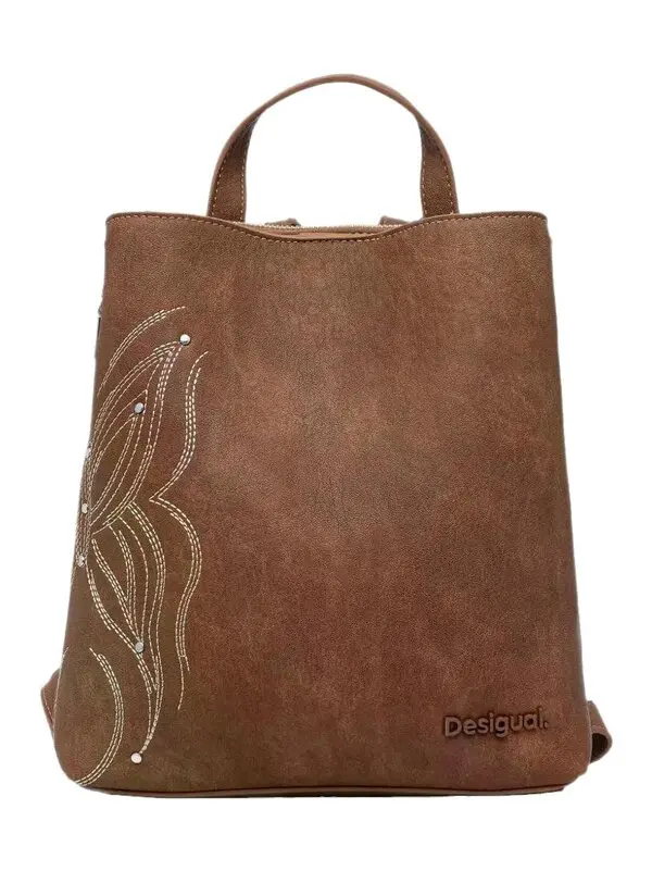 Desigual Embellished Butterfly Motif Zip Backpack - Brown