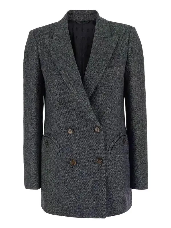 BLAZÉ MILANO Herringbone Pattern Double-breasted Blazer - Grey