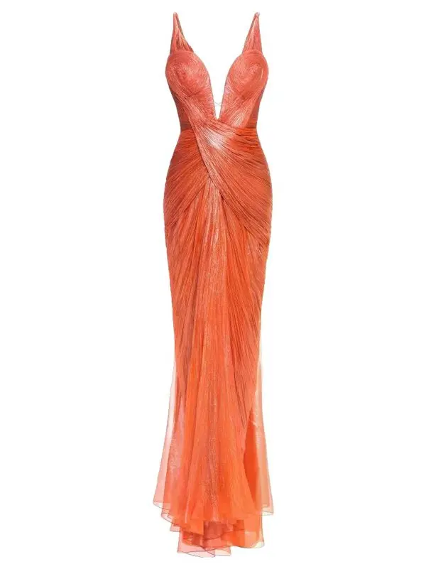 MARIA LUCIA HOHAN Corinna Draped Maxi Dress - Orange