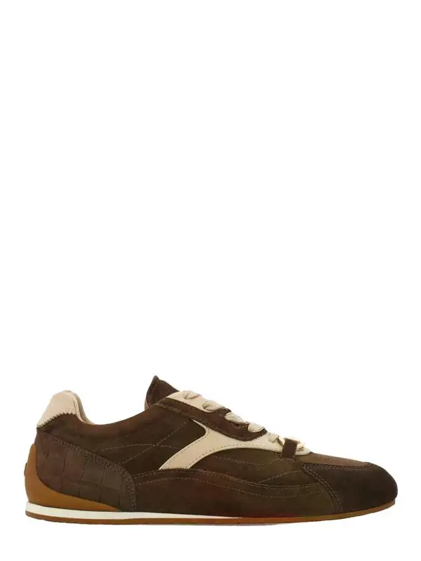 FERRAGAMO Suede Gancini Sneakers - Brown