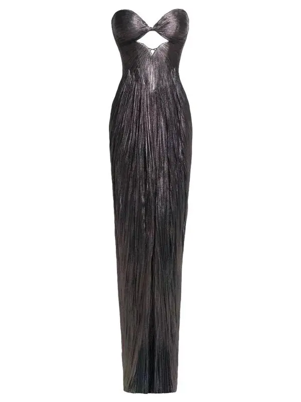 MARIA LUCIA HOHAN Stephanie Cut-out Pleated Maxi Dress - Brown