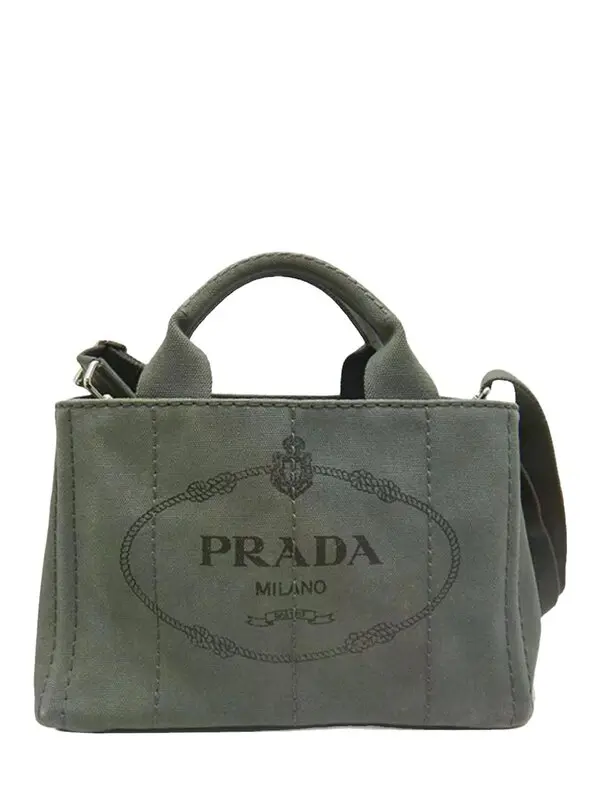 Prada Canapa Logo Satchel - Grey