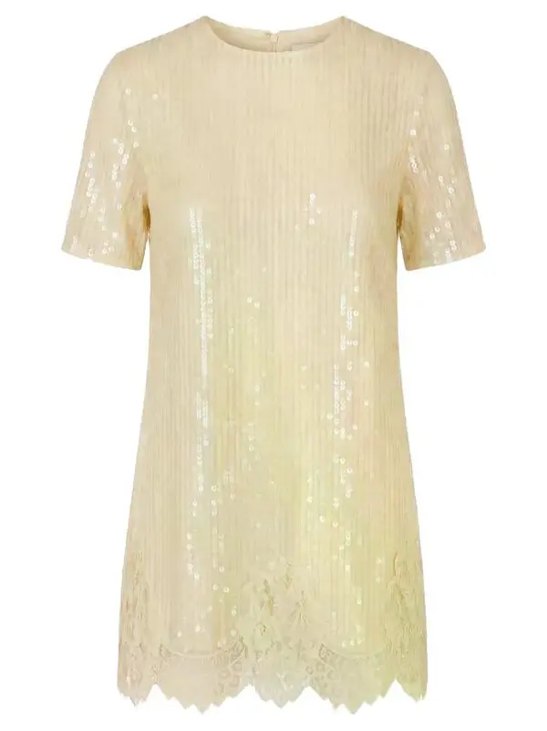 Monse Sequin-embellished Lace-trim Mini Dress - Yellow