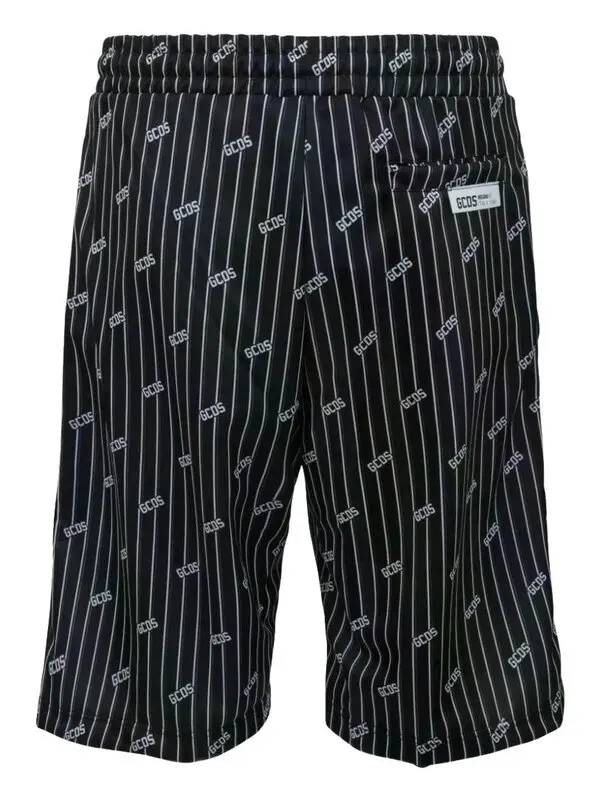 Gcds Pinstripe Logo-print Shorts - Black