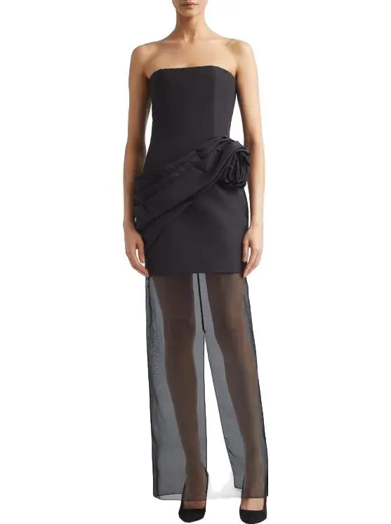 Carolina Herrera Draped Strapless Silk Gown - Black