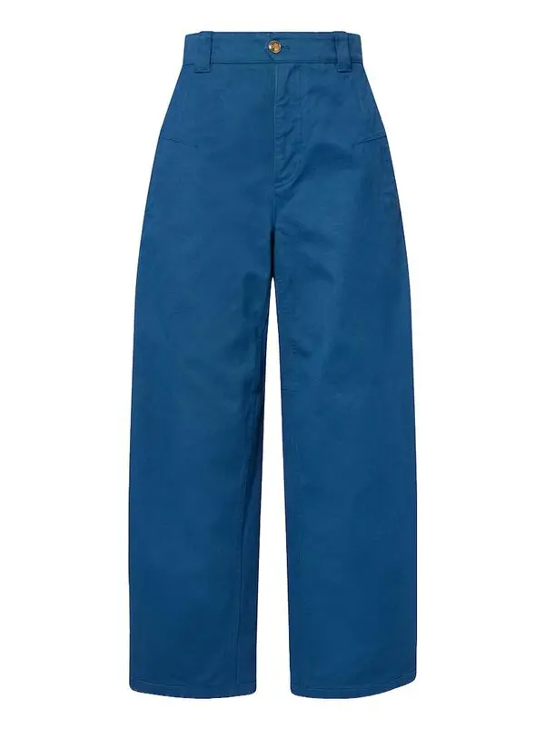 Chloé Cropped Barrel-leg Cotton Pants - Blue