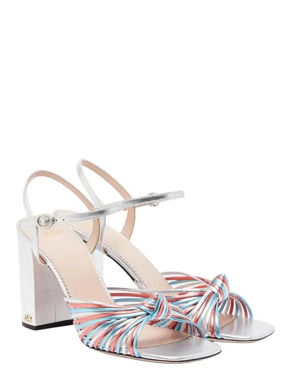 Valentino Garavani Metallic Leather Heeled Sandals - Silver