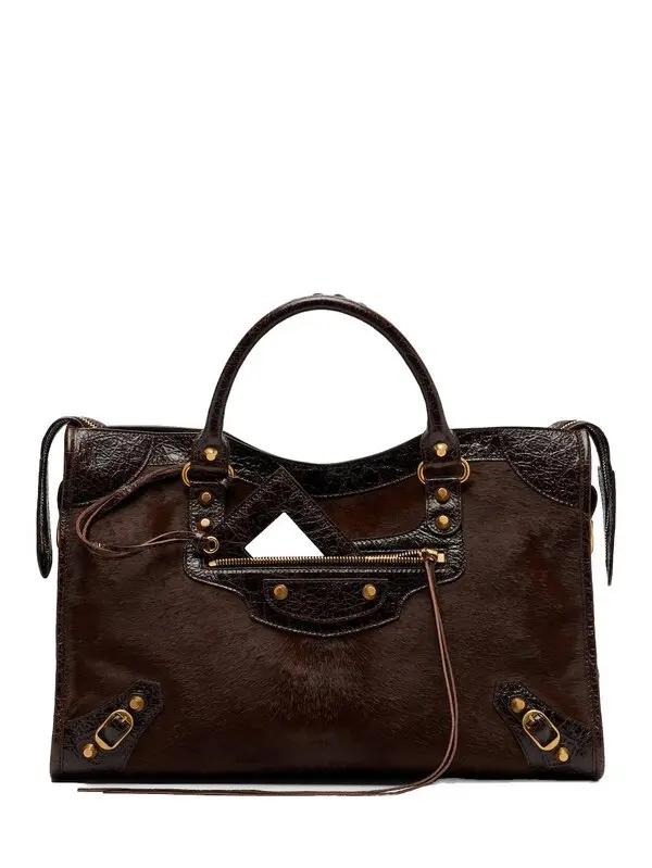 Balenciaga Le City Medium Calf Hair Top-handle Bag - Brown