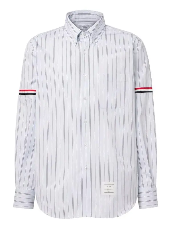 Thom Browne 4-bar Striped Cotton Shirt - Grey