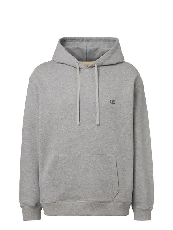 Valentino Garavani Vlogo Cotton Jersey Hoodie - Grey