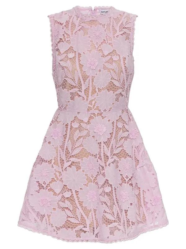 SELF-PORTRAIT Lace Mini Dress - Pink