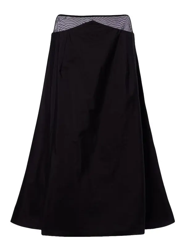 THE ROW Cotton Poplin Midi Skirt - Black