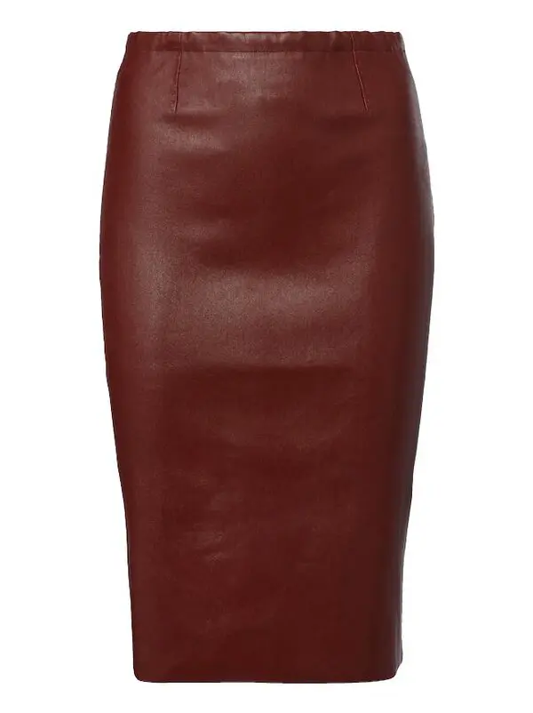 Stouls Gilda Leather Midi Skirt - Brown