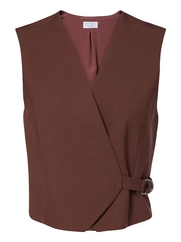Brunello Cucinelli Monili Wool-blend Vest - Brown