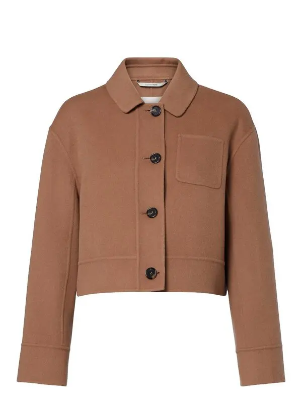 Max Mara Virgin Wool Cropped Jacket - Beige