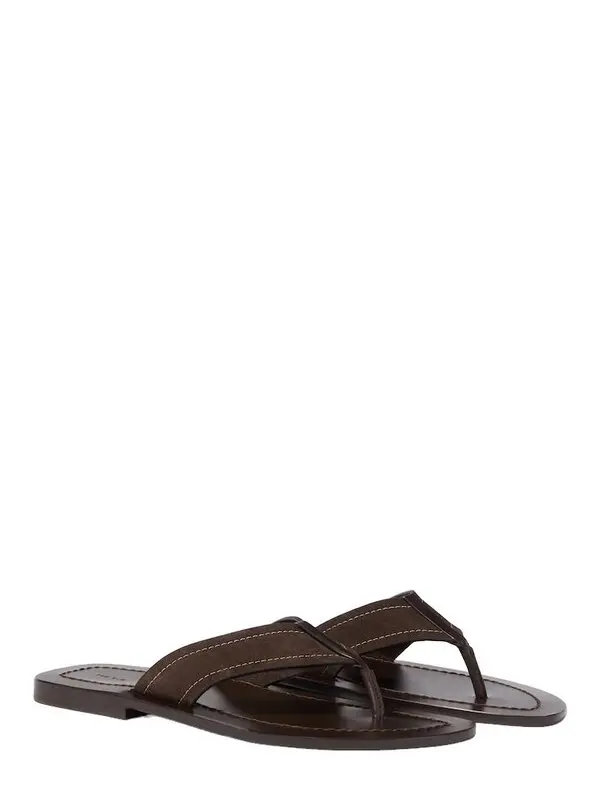 THE ROW Dan Suede Thong Sandals - Brown