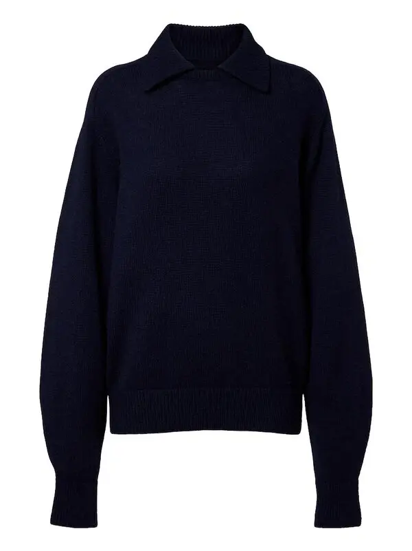 Khaite Jackson Wool And Cashmere Polo Sweater - Blue