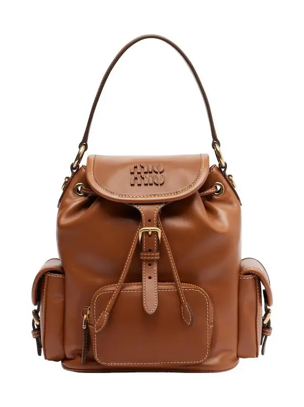 Miu Miu Leather Backpack - Brown
