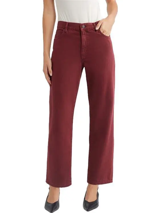 FRAME Off Duty Hang Ankle Straight Leg Jeans - Garnet